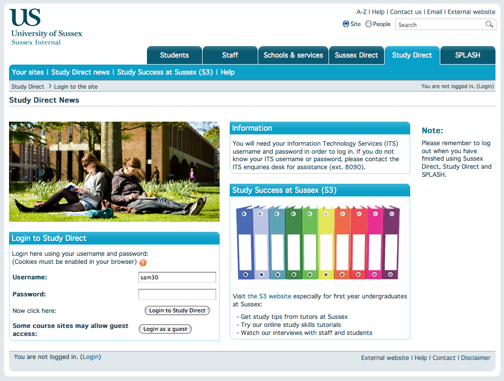 2010 Study Direct login page – E-learning team blog