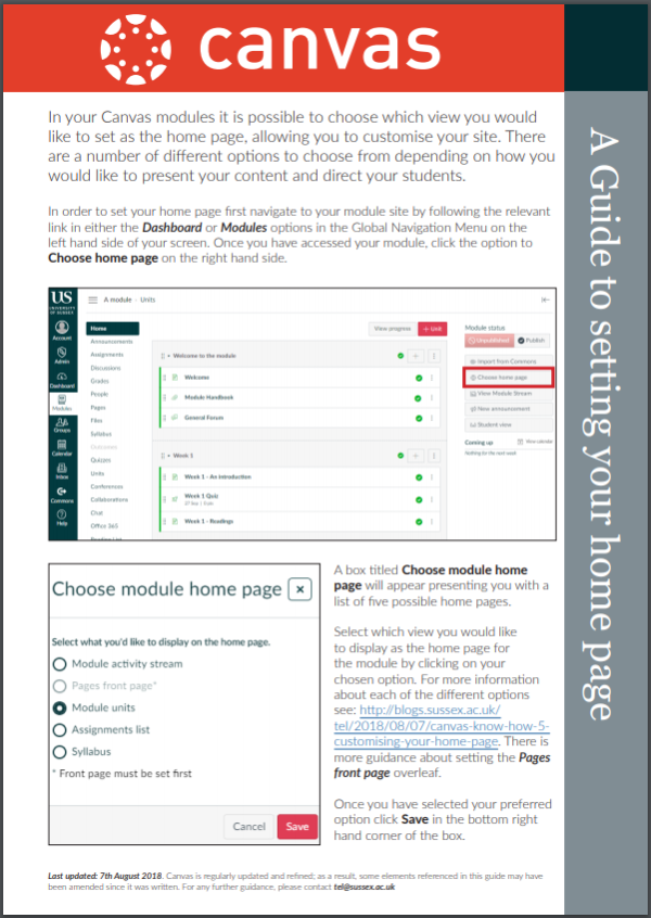 A Guide to setting your home page - Educational Enhancement