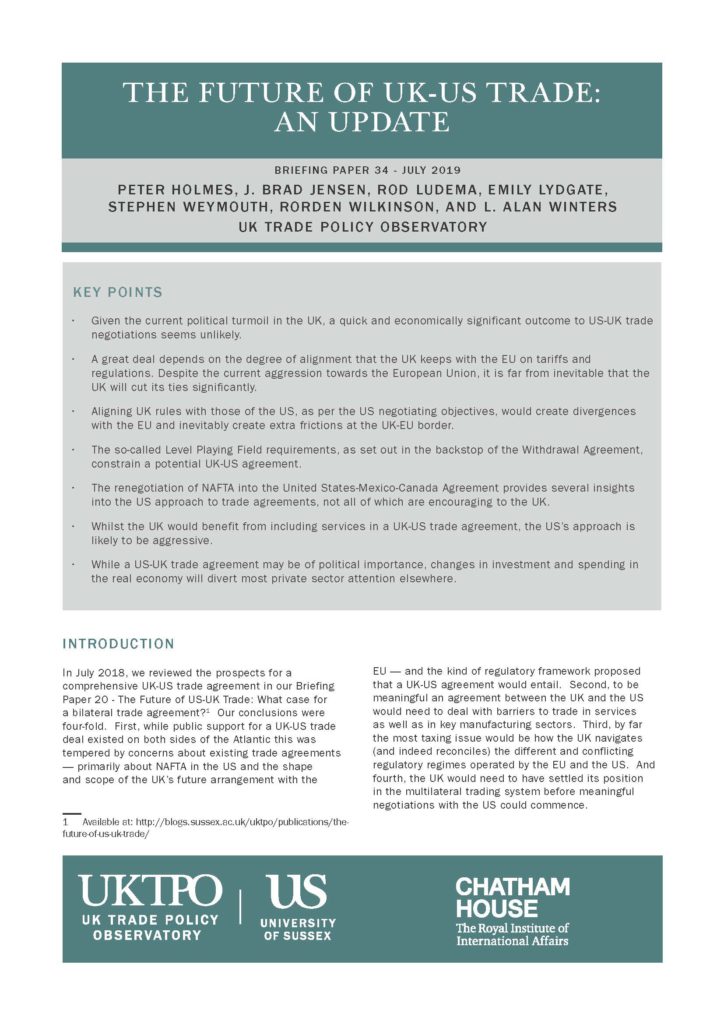 The Future of UK-US Trade: An Update « UK Trade Policy Observatory