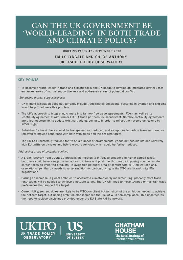 Can the UK Government be ‘world-leading’ in both trade and climate ...